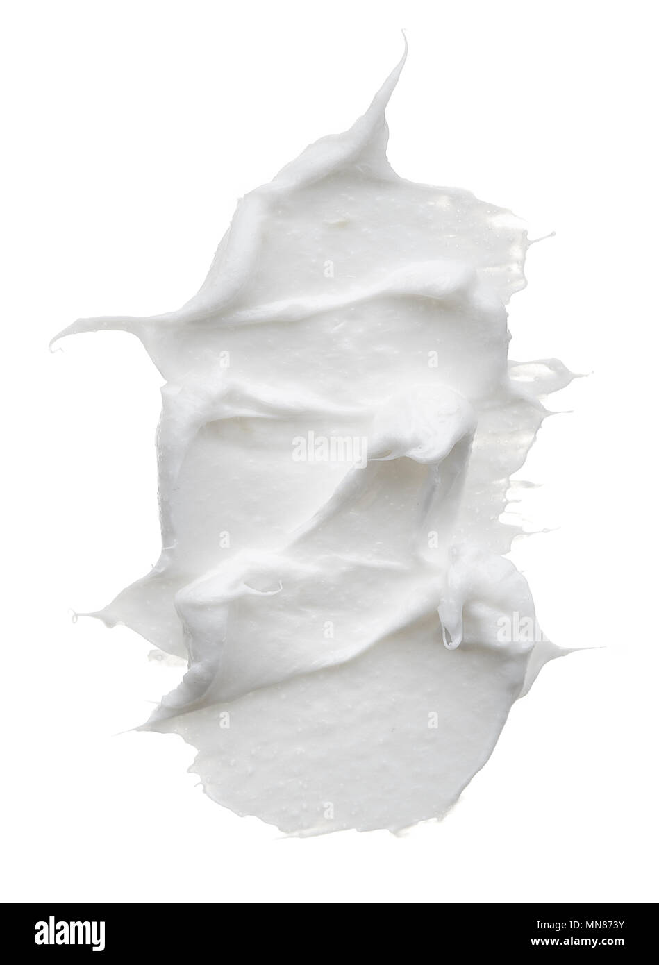 White creamy texture isolated on white background. Smear of face cream ...