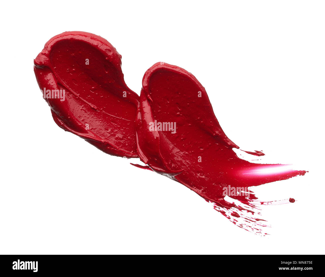 Red makeup smear of matte lip gloss isolated on white background. Red ...