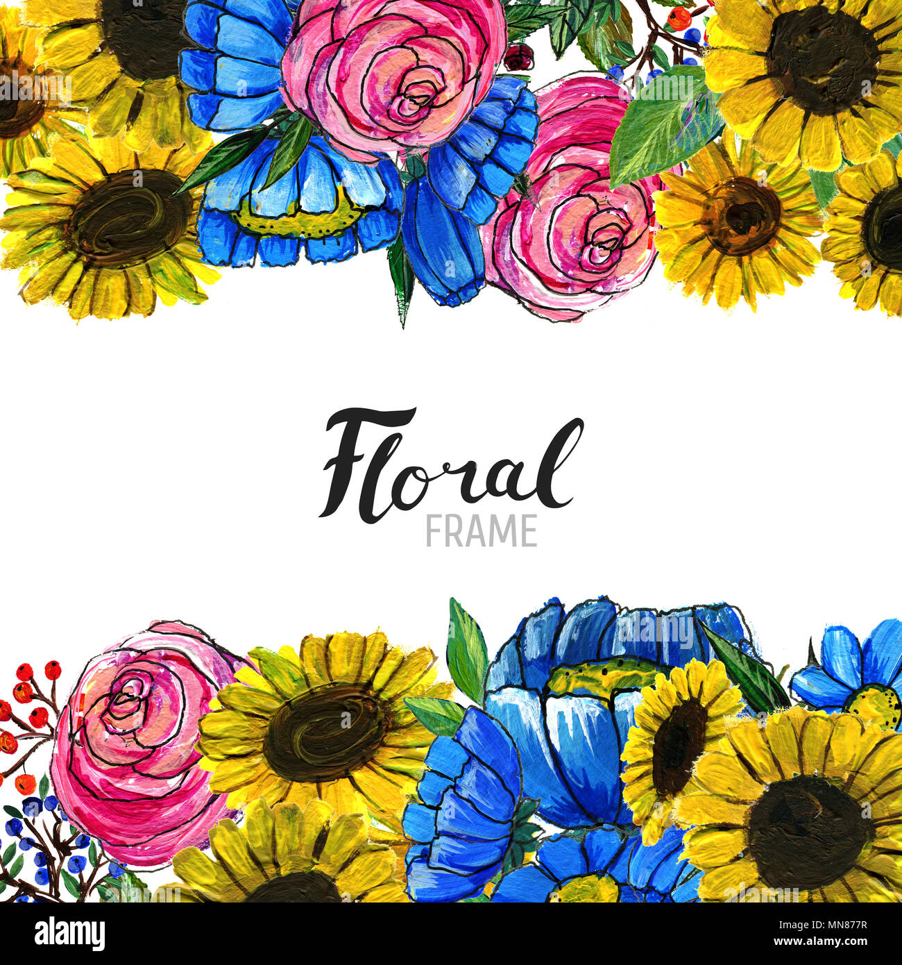 Hand drawn Flower Border Stock Photo - Alamy