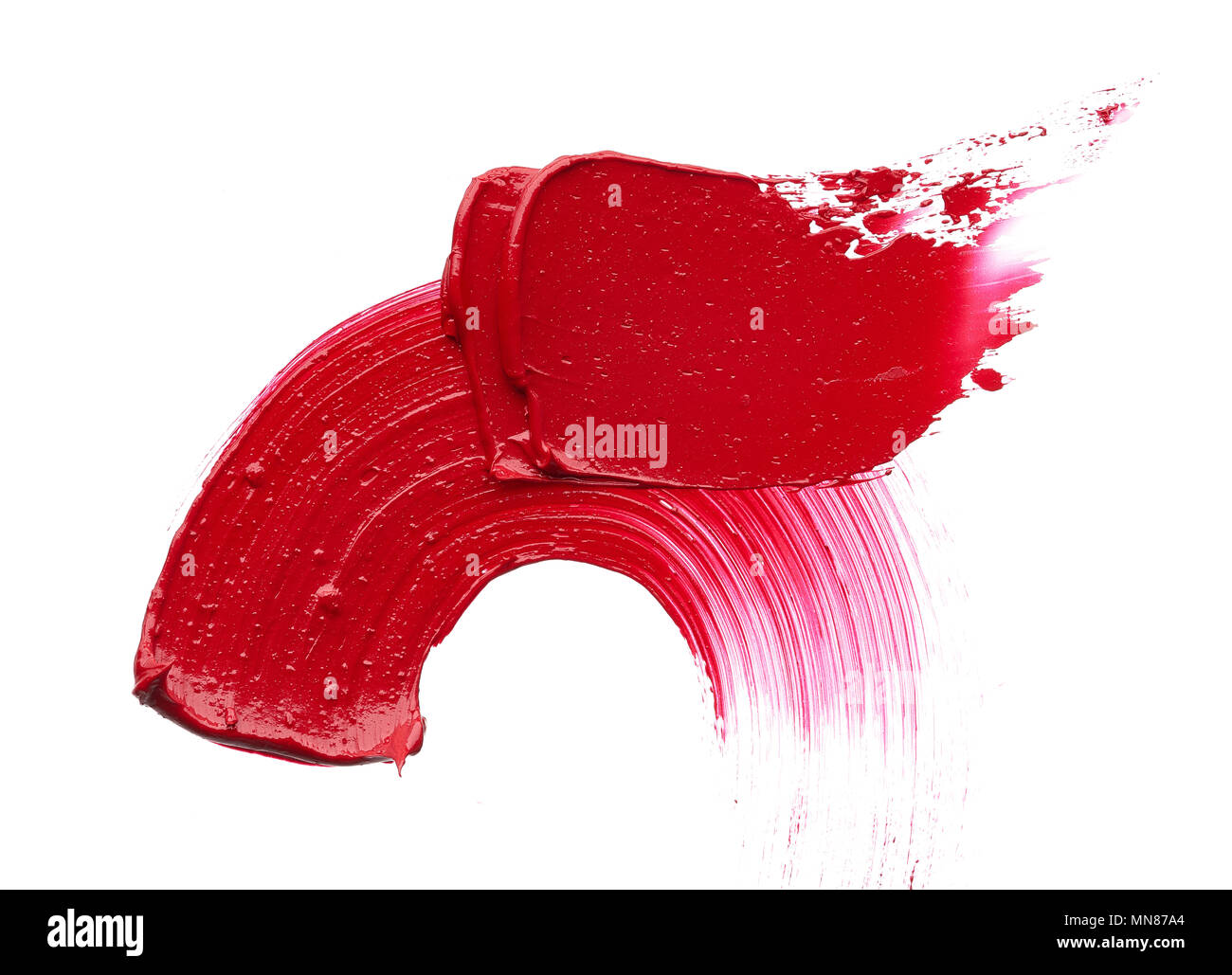 Red makeup smear of matte lip gloss isolated on white background. Red ...