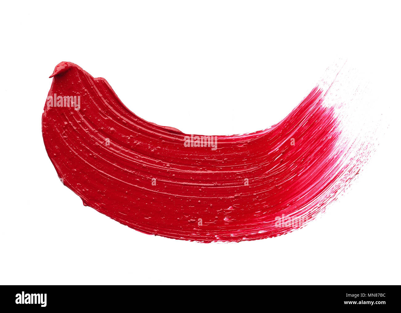 Red makeup smear of matte lip gloss isolated on white background. Red ...