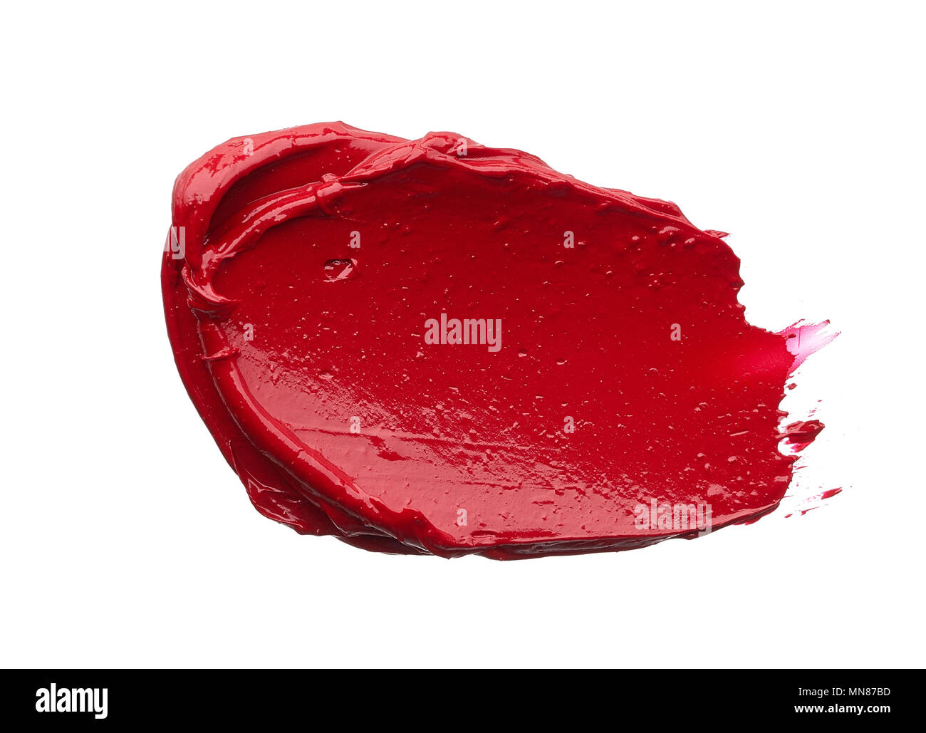 Red makeup smear of matte lip gloss isolated on white background. Red ...