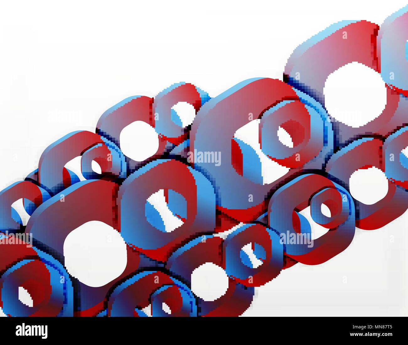 Geometric abstract background, cut chain shapes or hexagons on white ...
