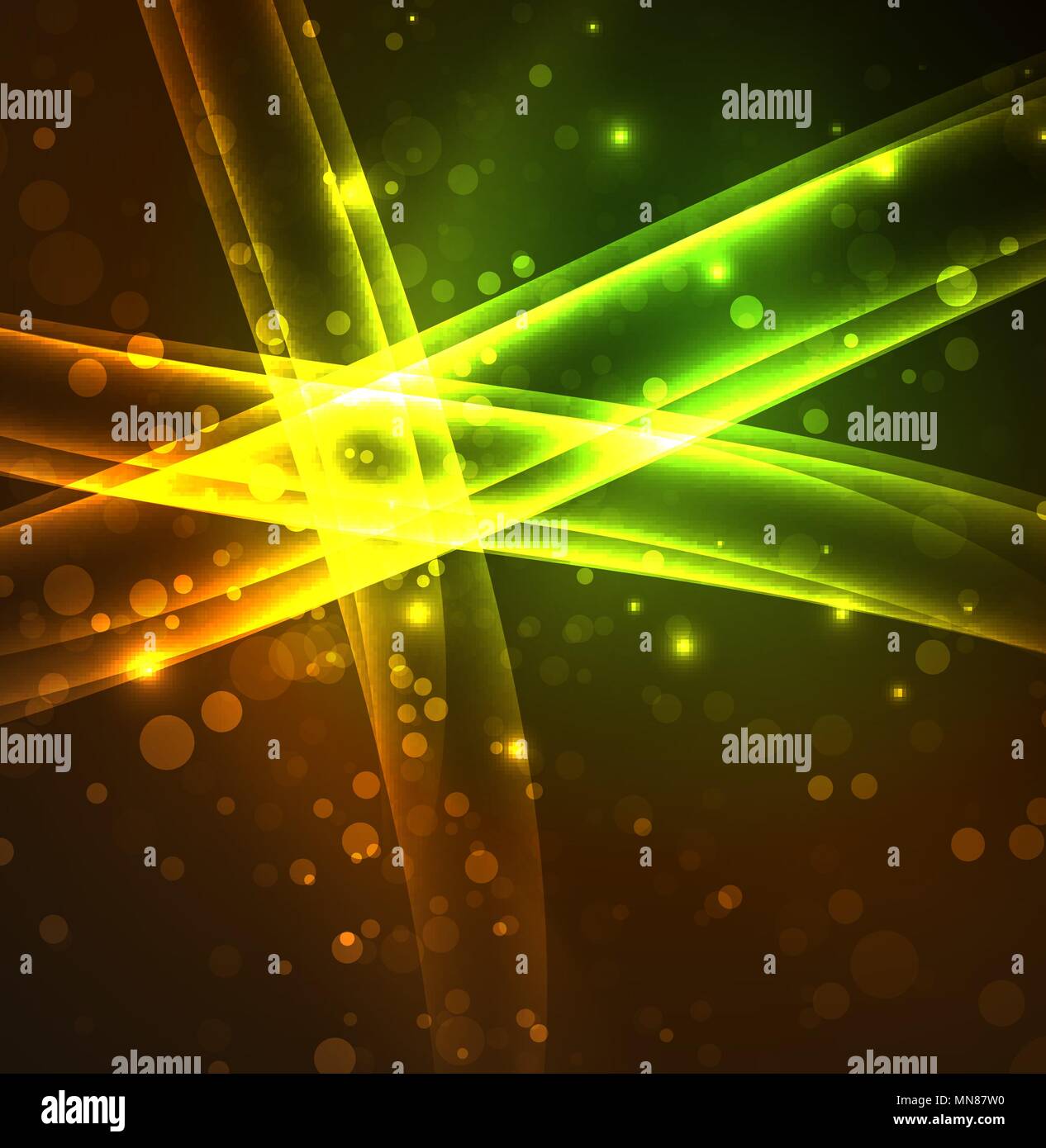 Energy lines, glowing waves in the dark, vector abstract background ...