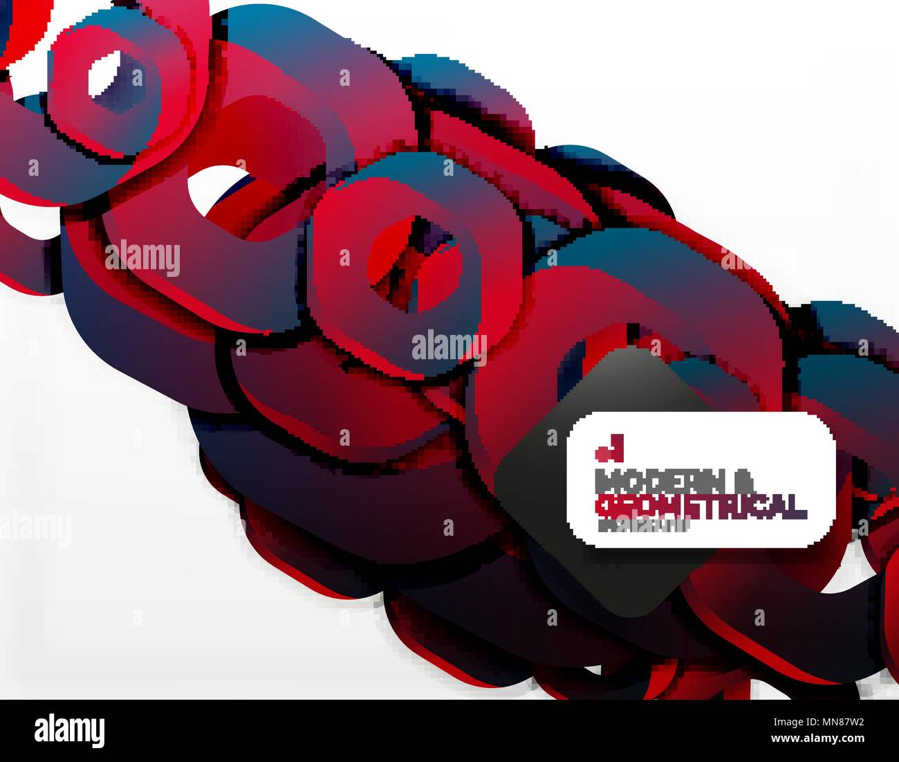 Geometric abstract background, cut chain shapes or hexagons on white ...