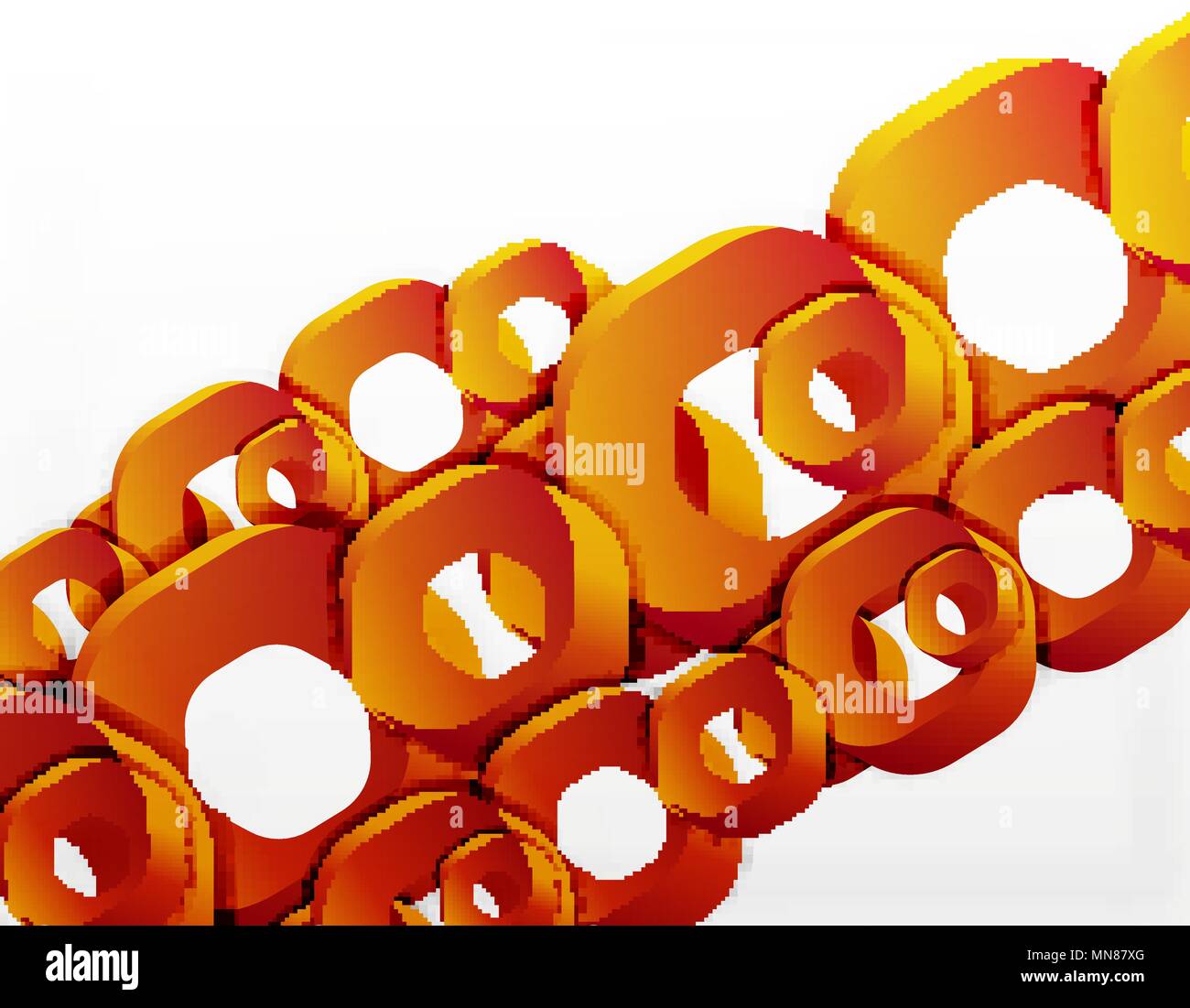 Geometric abstract background, cut chain shapes or hexagons on white ...