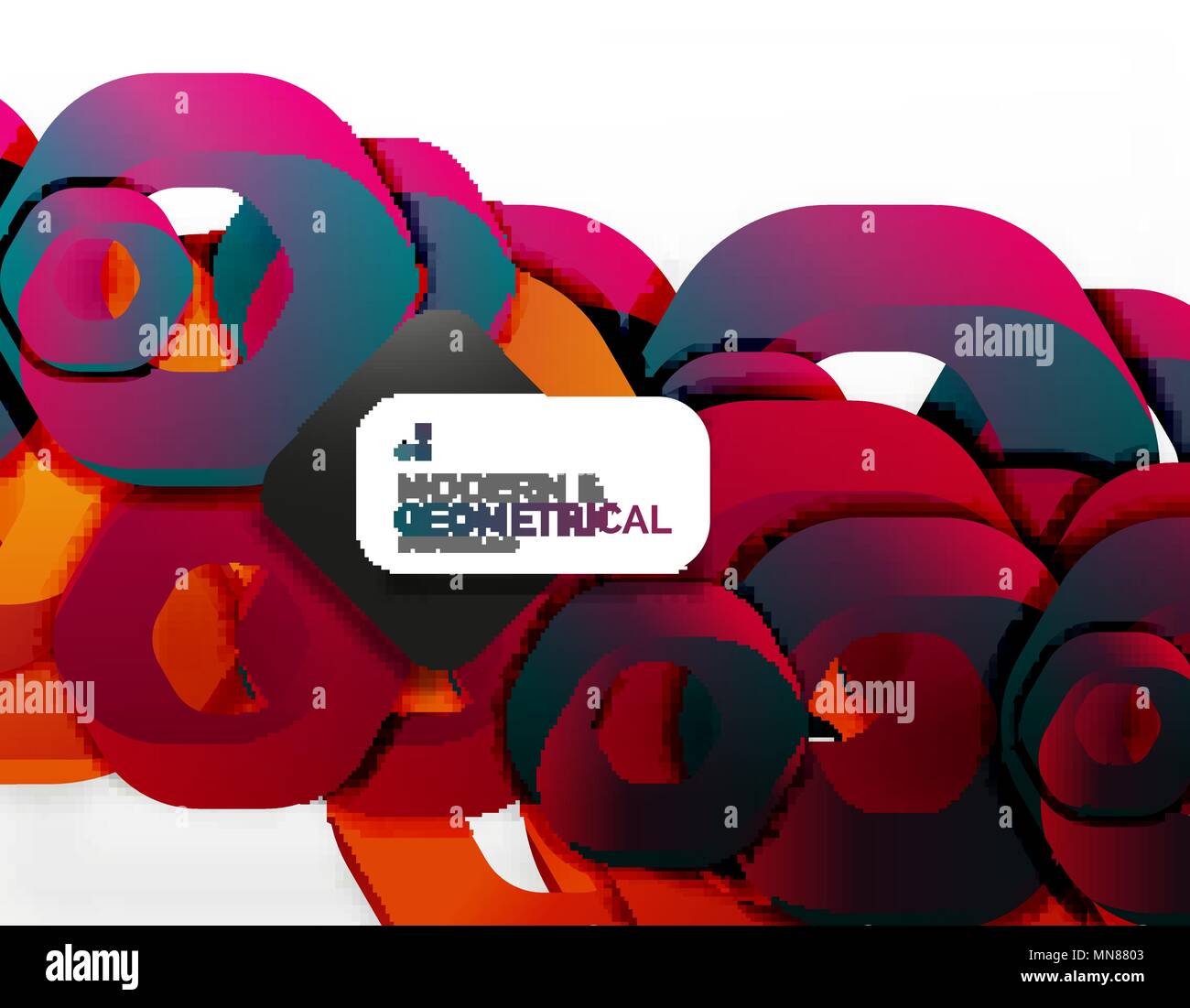 Geometric abstract background, cut chain shapes or hexagons on white ...