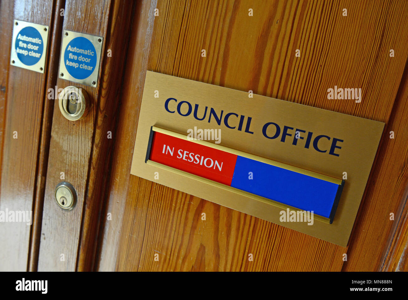 Council Office and Council Chamber signage in the Lerwick town hall ...