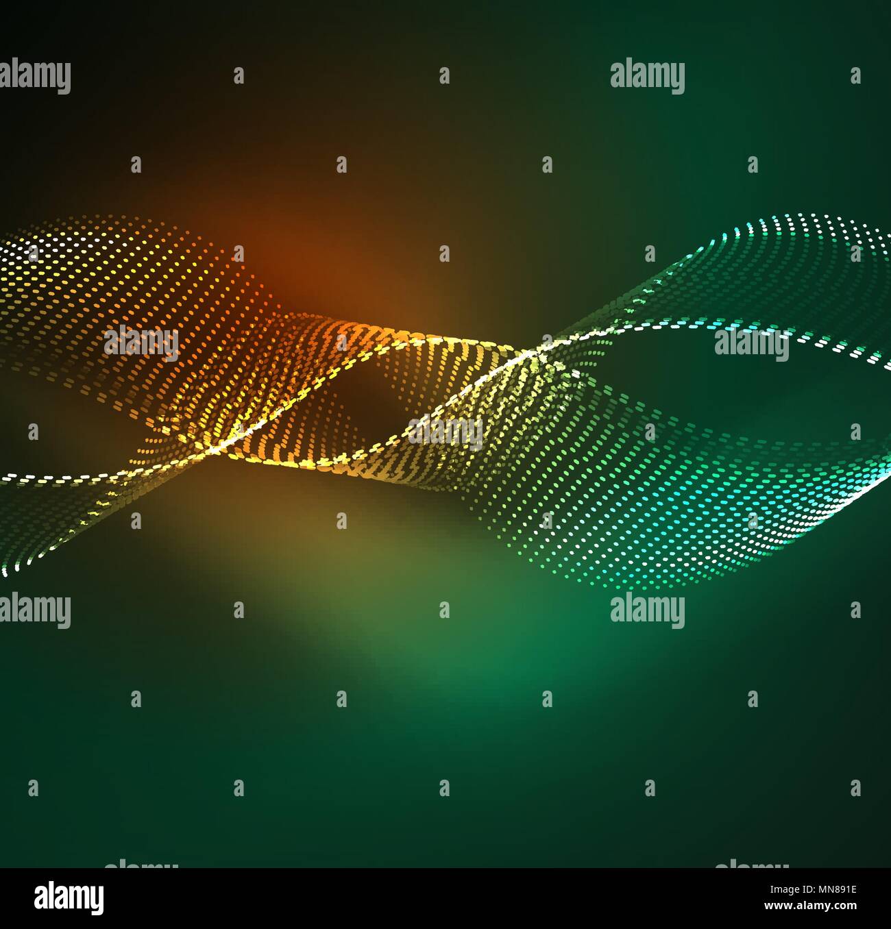 Vector wave particles background. Vector wave particles background - 3D illuminated digital wave ...