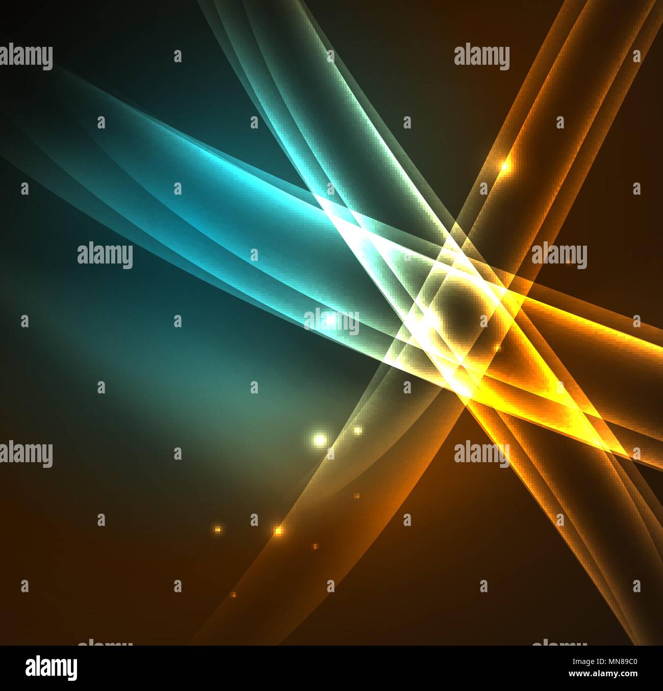 Energy lines, glowing waves in the dark, vector abstract background ...