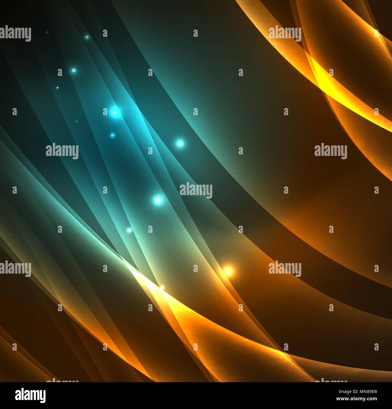 Energy lines, glowing waves in the dark, vector abstract background ...