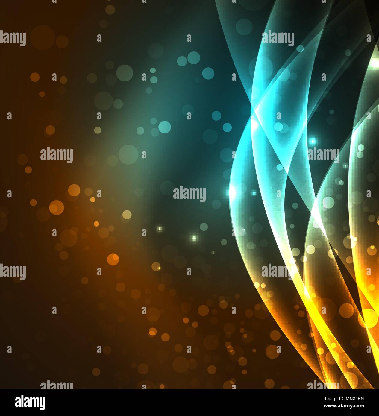 Energy lines, glowing waves in the dark, vector abstract background ...