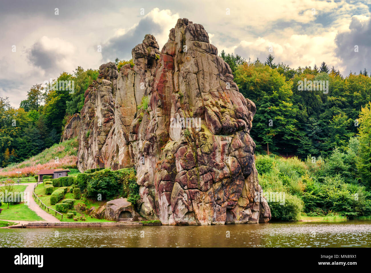 The Externsteine, striking sandstone rock formation in the Teutoburg ...