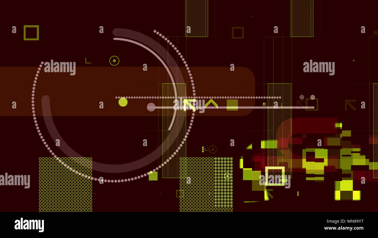 A scientific 3d illustration of golden and white techno chips, grids ...
