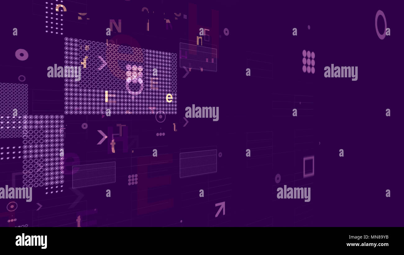 A futuristic 3d illustration of sparkling white letters and signs ...