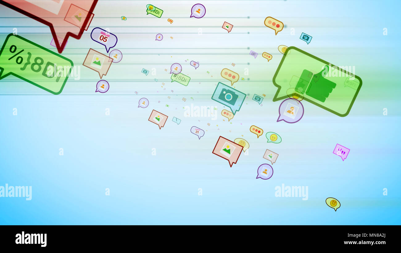 A cheerful 3d illustration of cyberspace colorful social bubbles in the ...