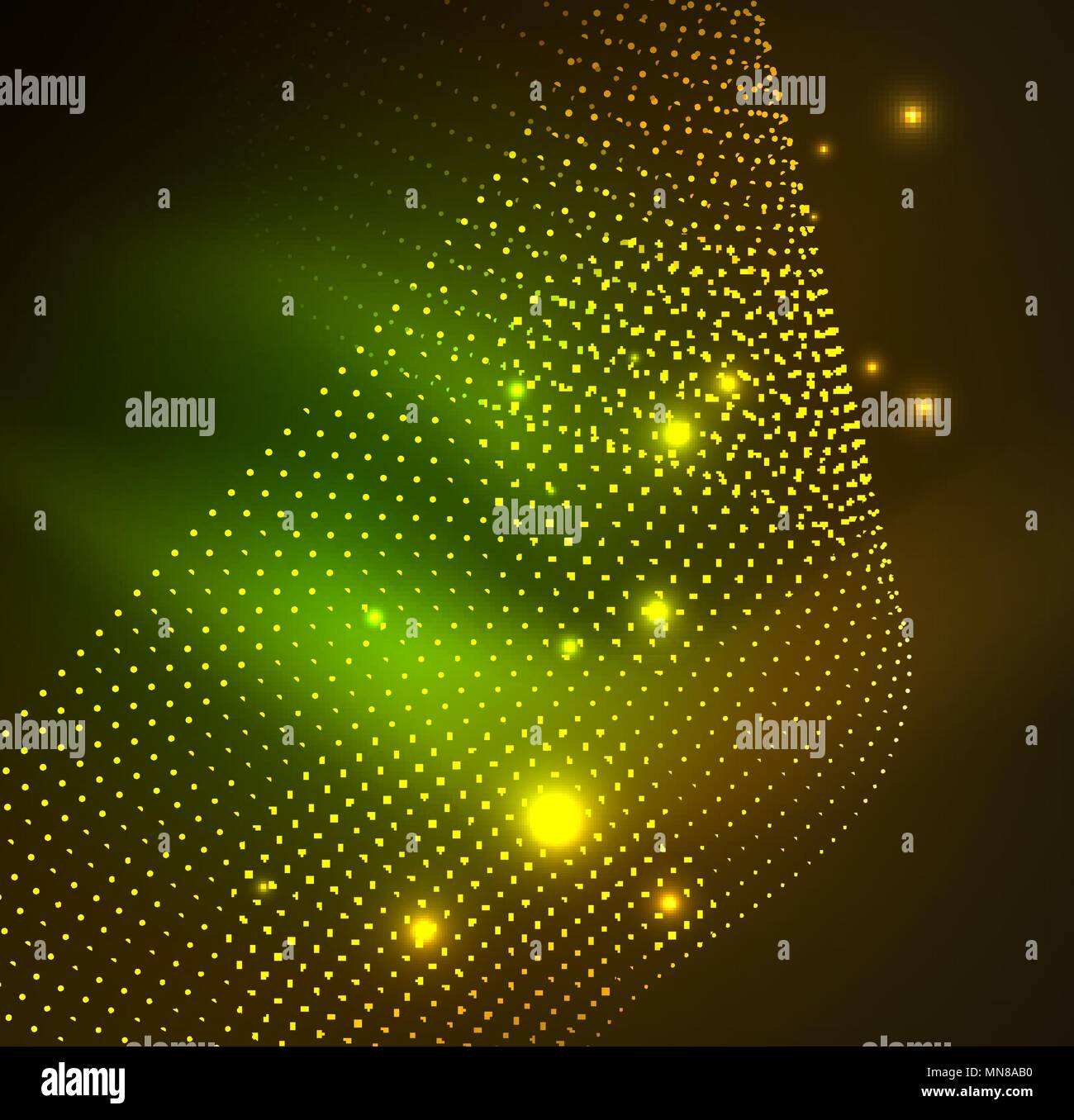 3D illuminated wave of glowing particles. 3D illuminated wave of ...