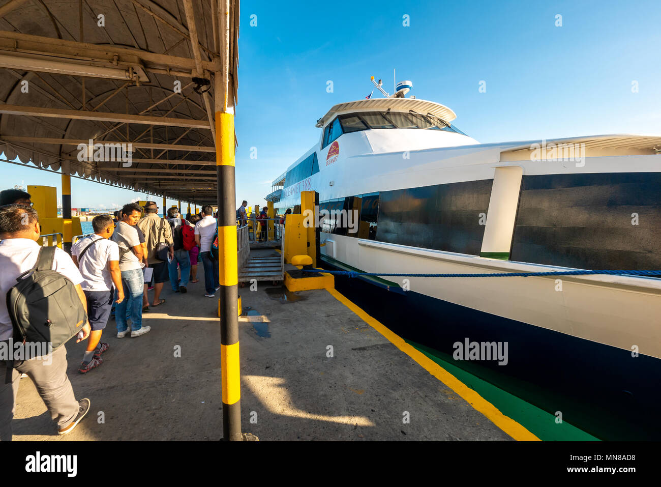 Bohol island, Philippines Apr 25,2018 - Passengers boarding ferry to ...