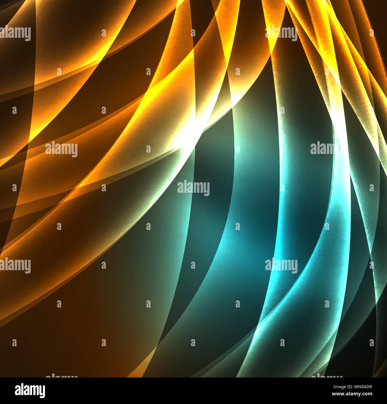 Energy lines, glowing waves in the dark, vector abstract background ...