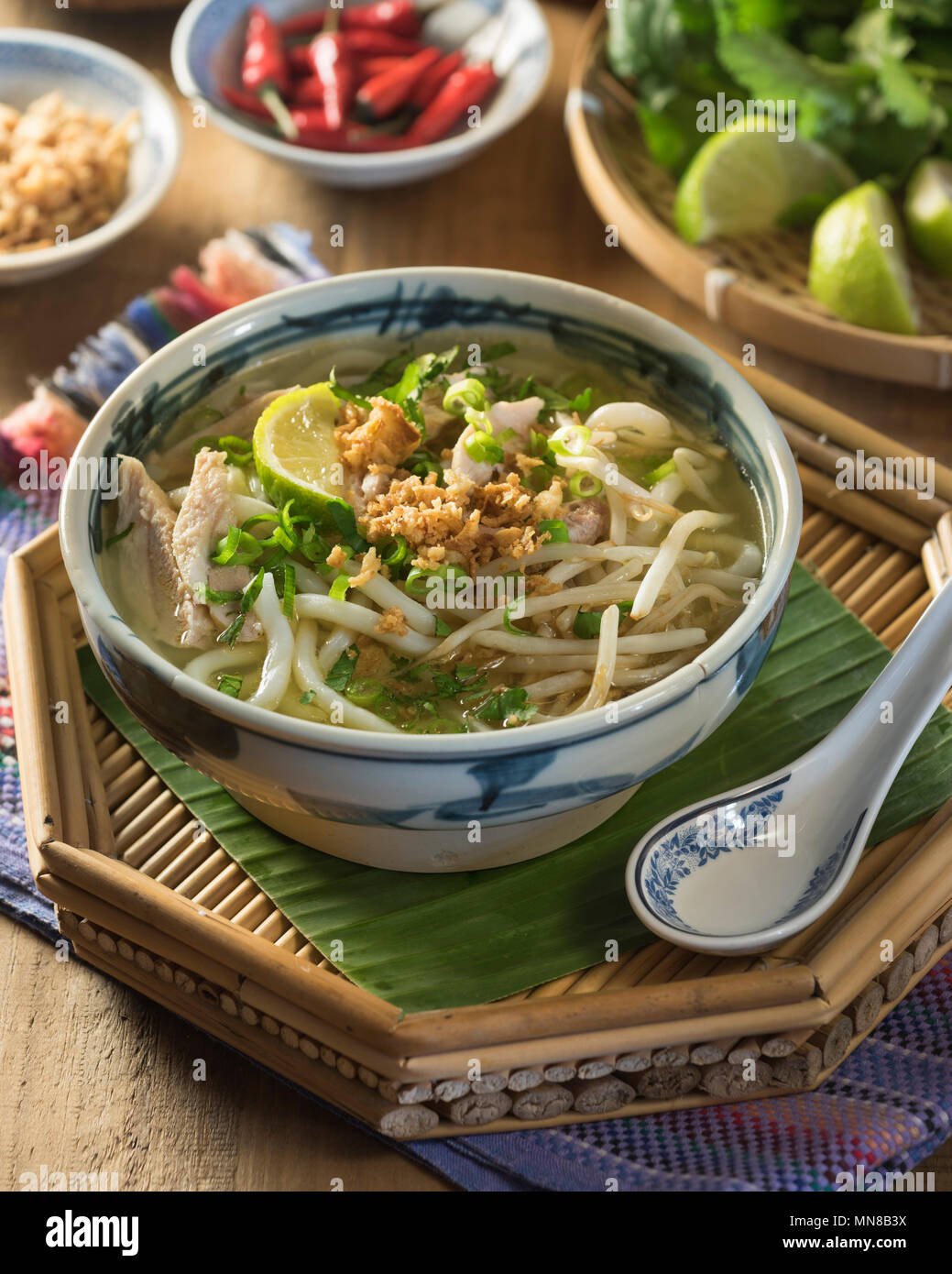 Khao piak sen. Lao chicken noodle soup. Laos Food Stock Photo - Alamy
