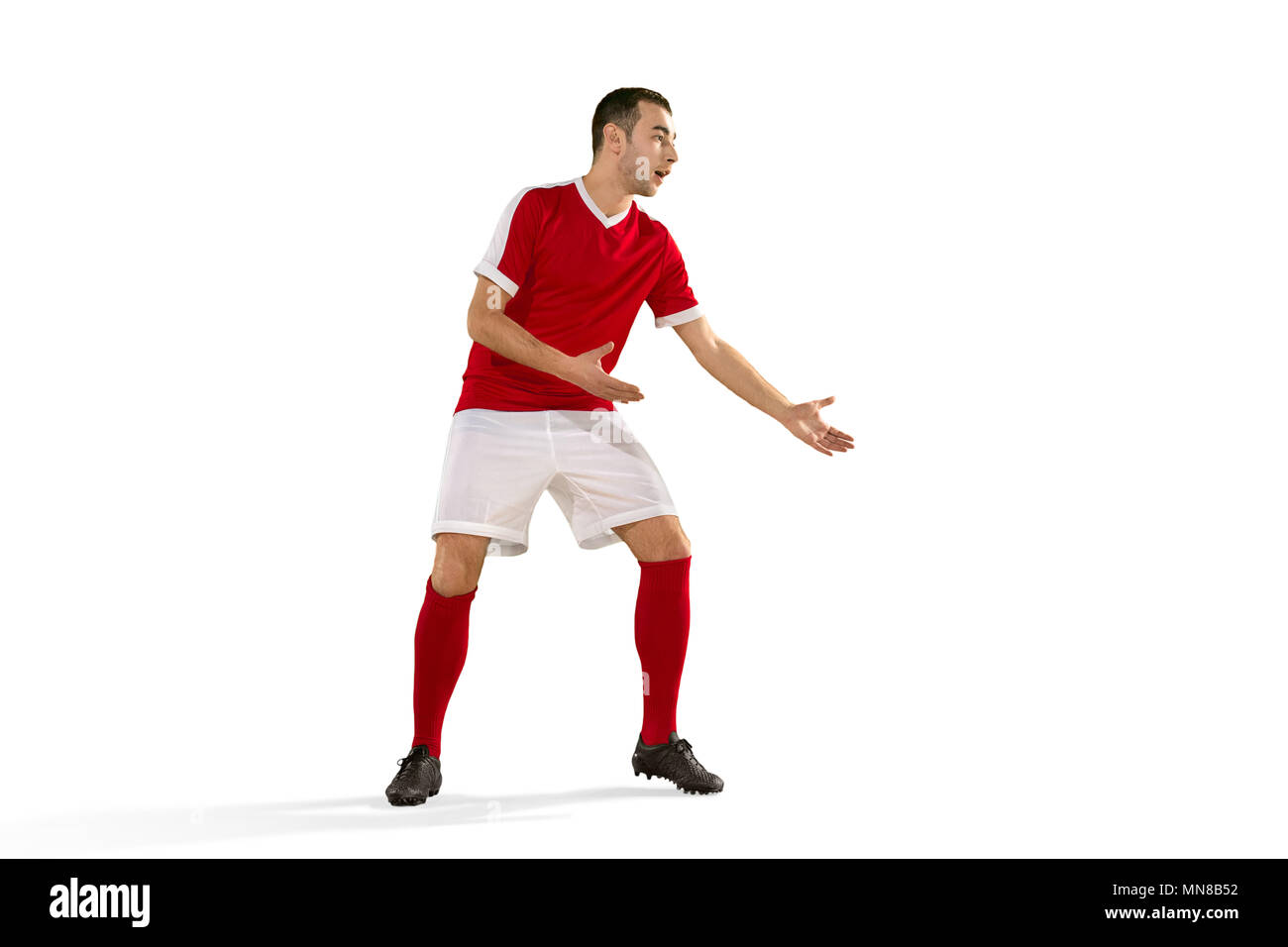 Professional football soccer player isolated white background Stock ...