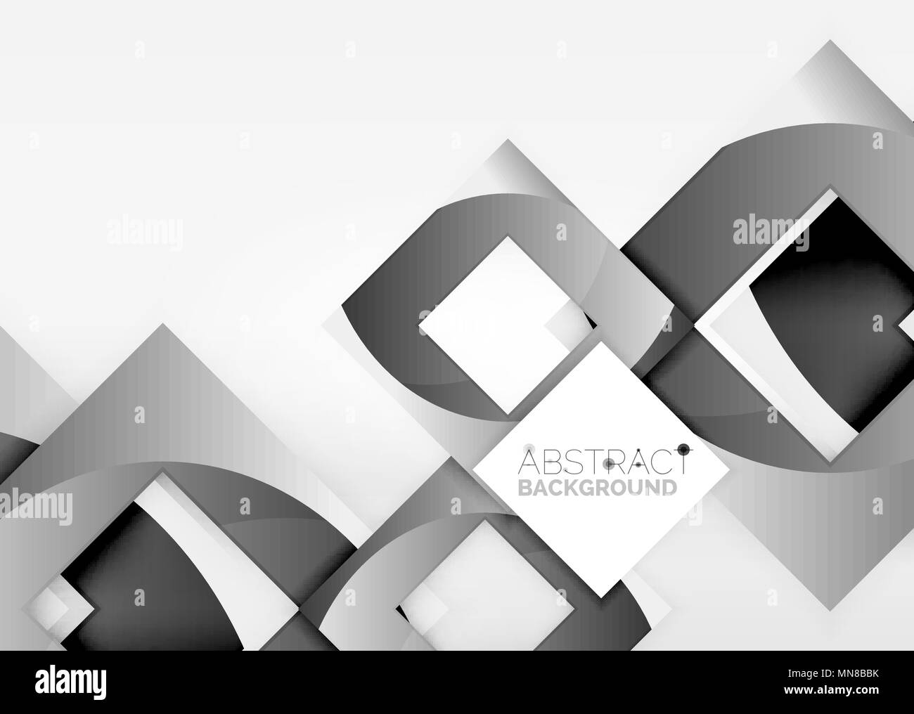 Squares geometric object in light 3d space, abstract background ...