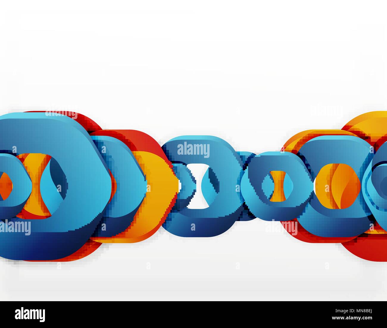 Geometric abstract background, cut chain shapes or hexagons on white ...