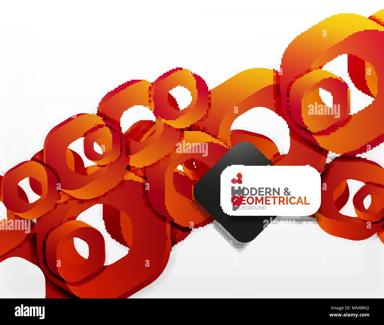 Geometric abstract background, cut chain shapes or hexagons on white ...