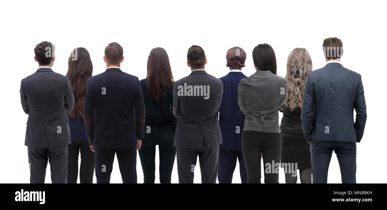Back view group of business people. Rear view. Isolated over white ...