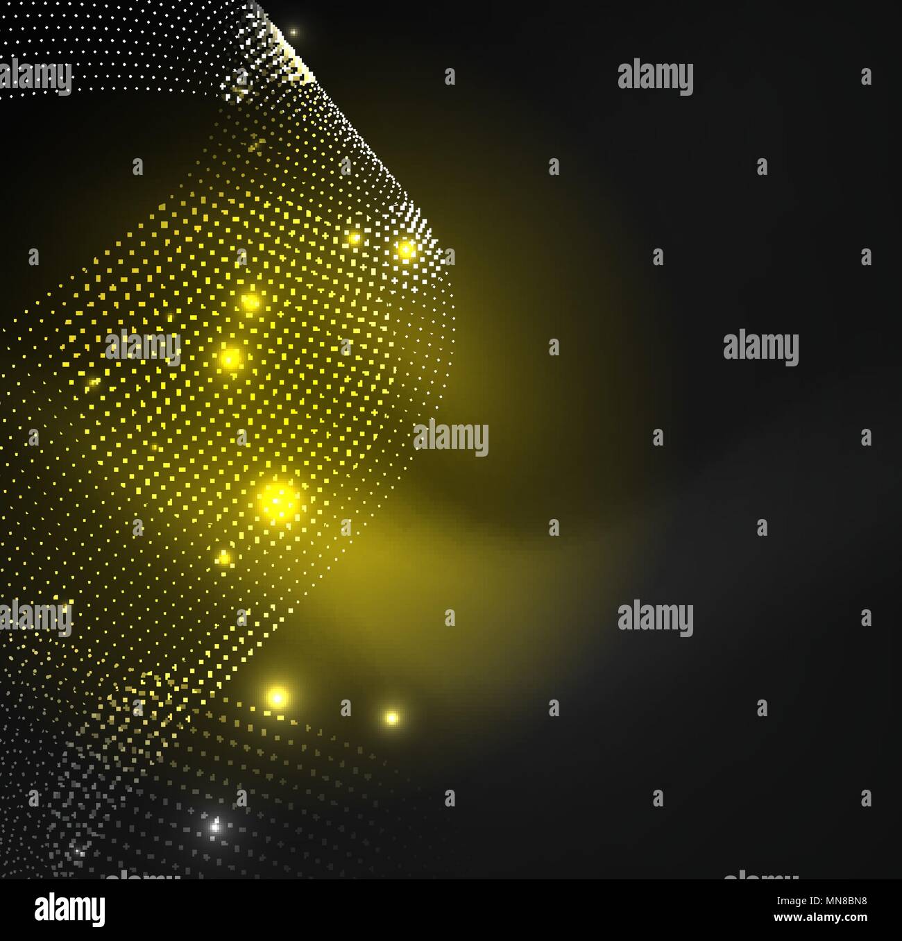 3D illuminated wave of glowing particles. 3D illuminated wave of ...