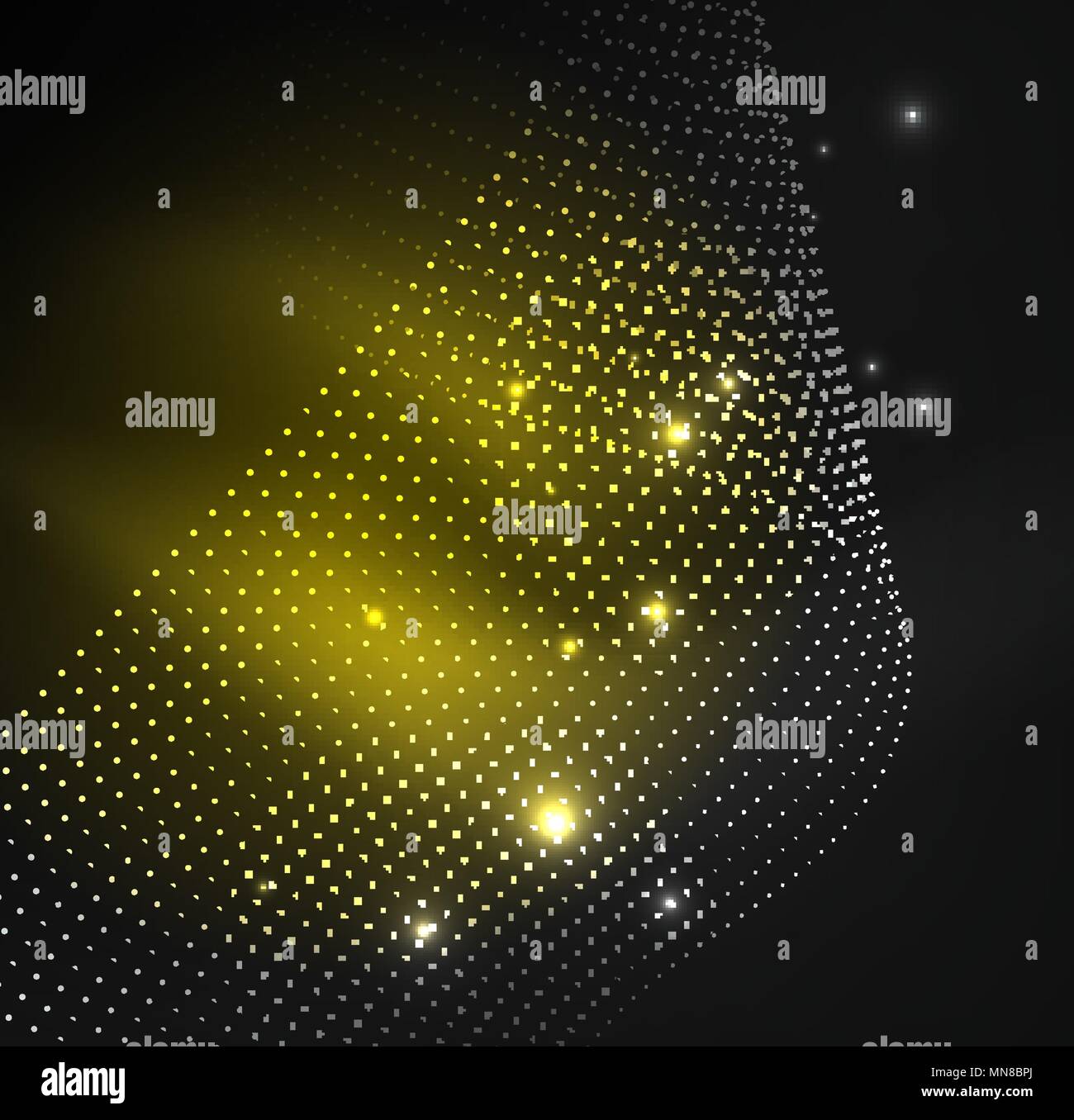 3D illuminated wave of glowing particles. 3D illuminated wave of ...