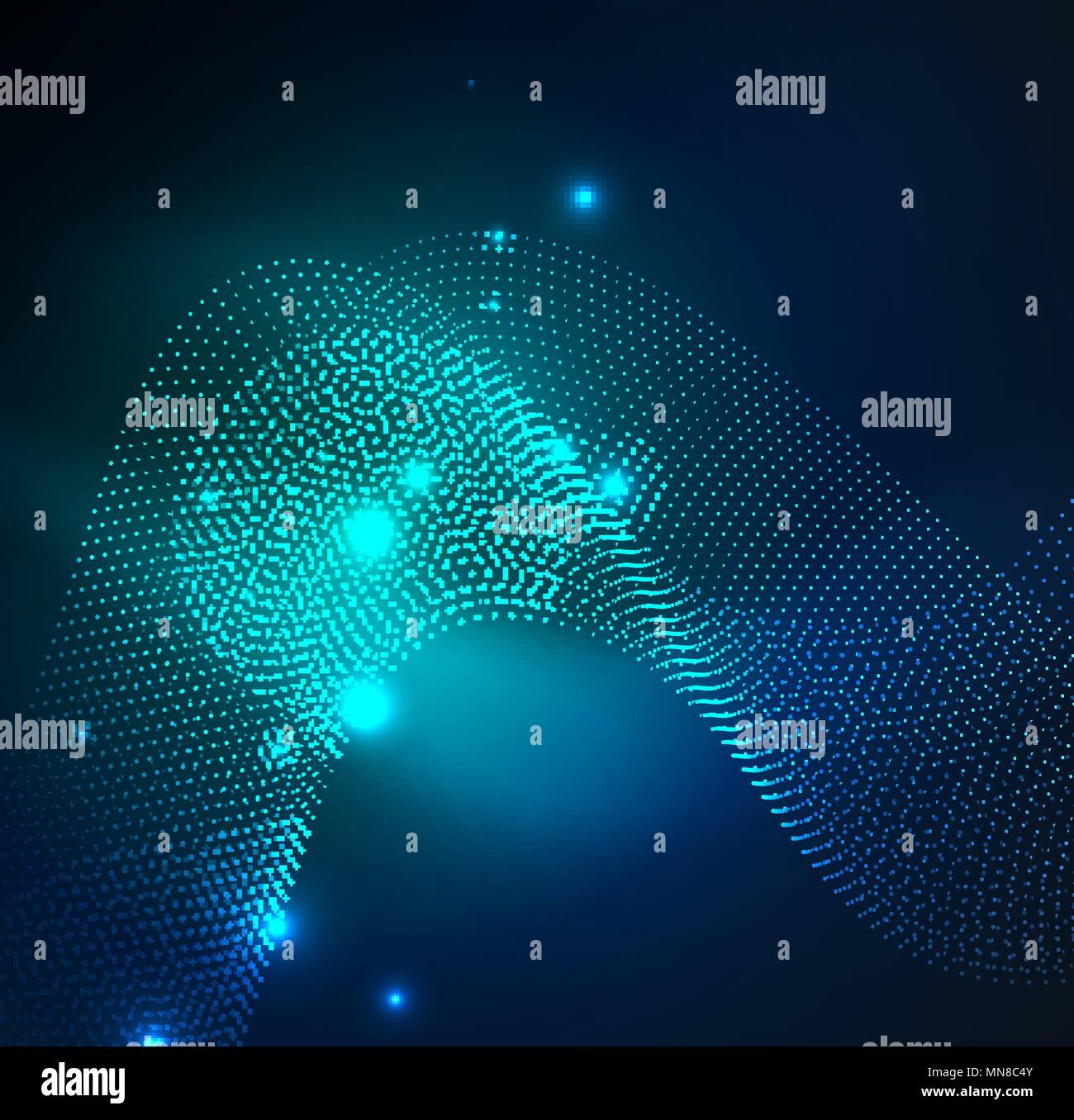 3D illuminated wave of glowing particles. 3D illuminated wave of ...