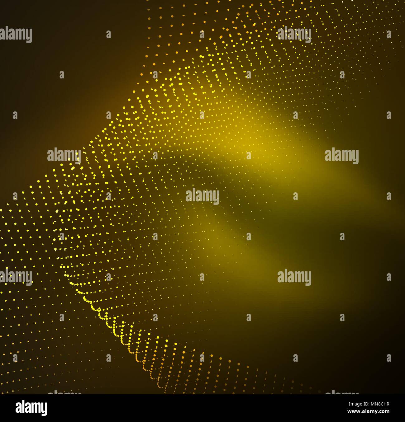 3D illuminated wave of glowing particles. 3D illuminated wave of ...