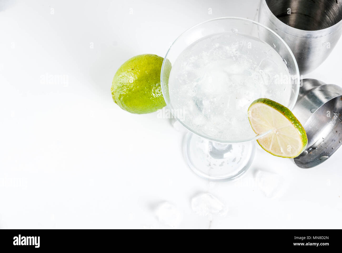 Homemade summer refreshment drink, lime and lemon margarita cocktail ...