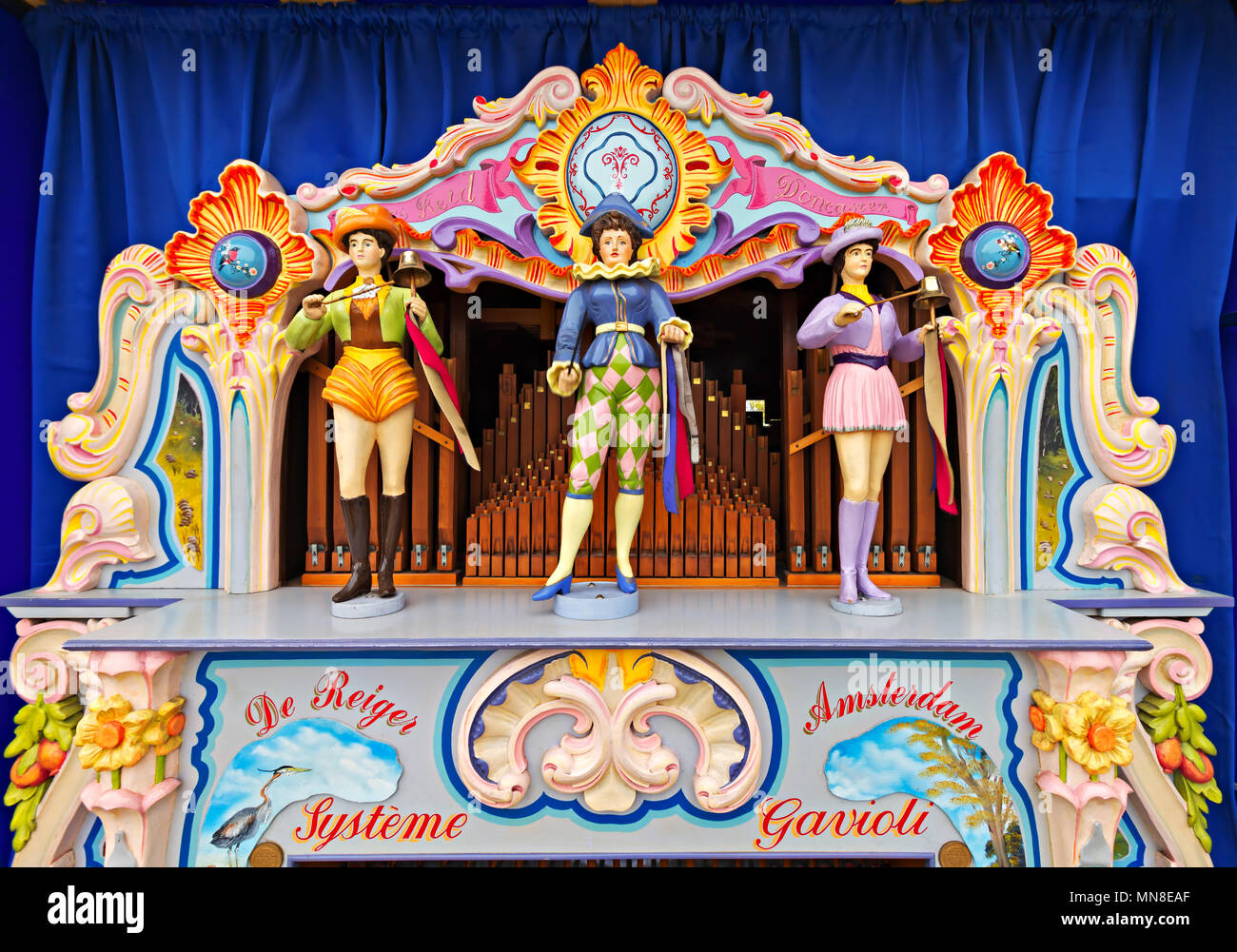A Dutch old fashioned street organ playing at a steam fair at the ...
