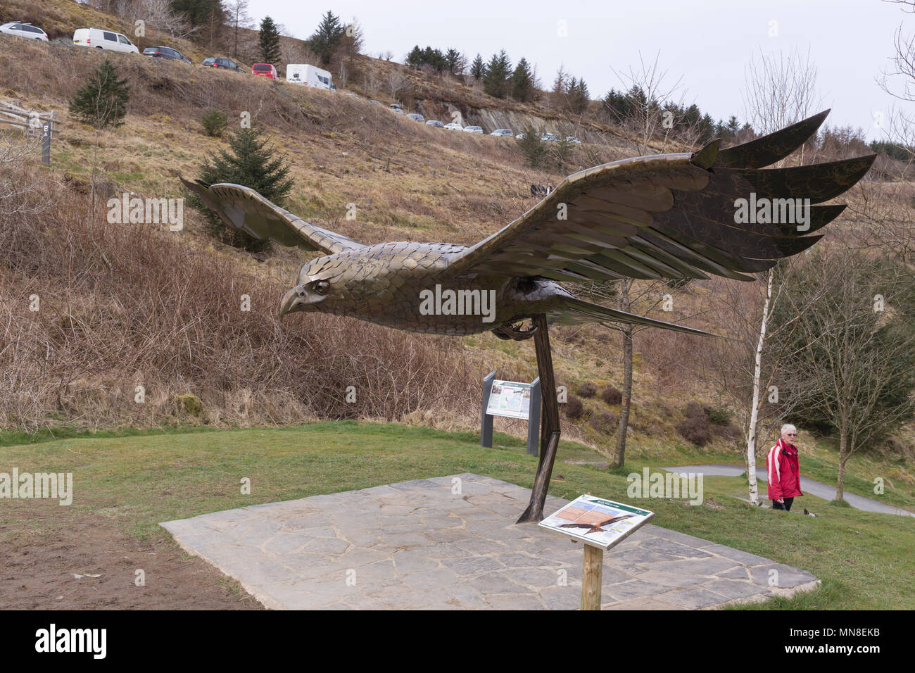 Metal,Red Kite,sculpture,statue,art,artwork,design,at,Bwlch