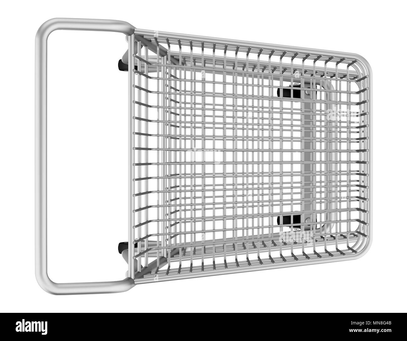 top view of empty shopping cart isolated on white background. 3d ...