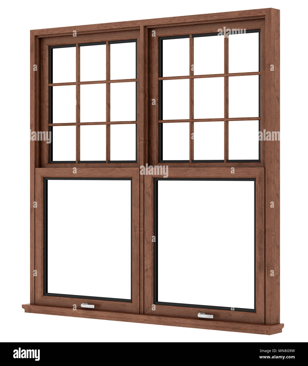brown wooden window isolated on white background. 3d illustration Stock ...