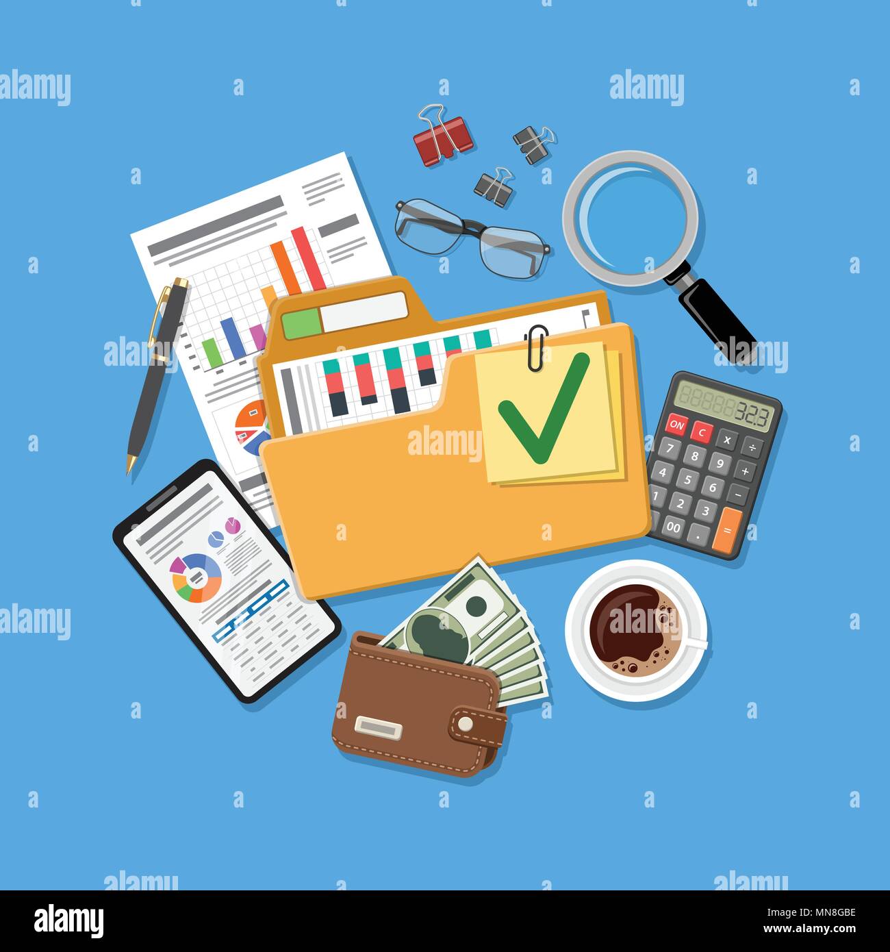 Auditing, Business Accounting Concept. Folder with checked up Financial ...