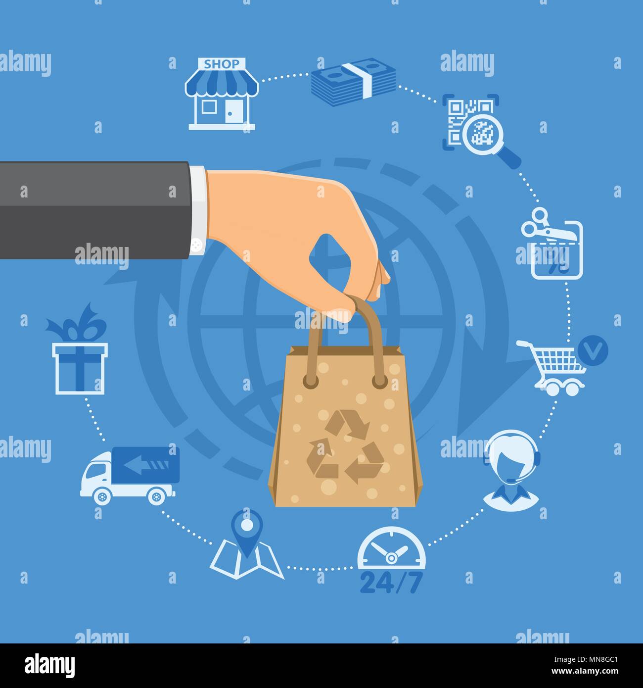 Cart paper shopping bag Stock Vector Images - Alamy