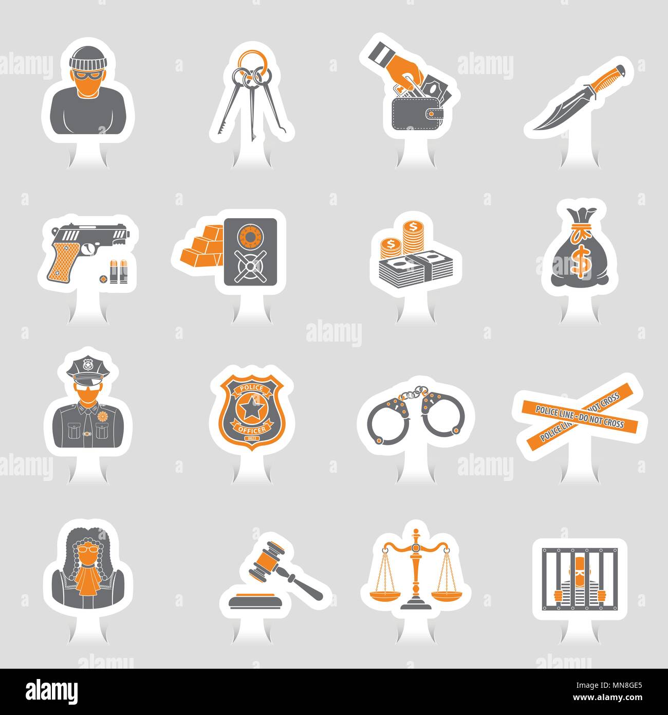 Crime and Punishment Icons Sticker Set Stock Vector Image & Art - Alamy