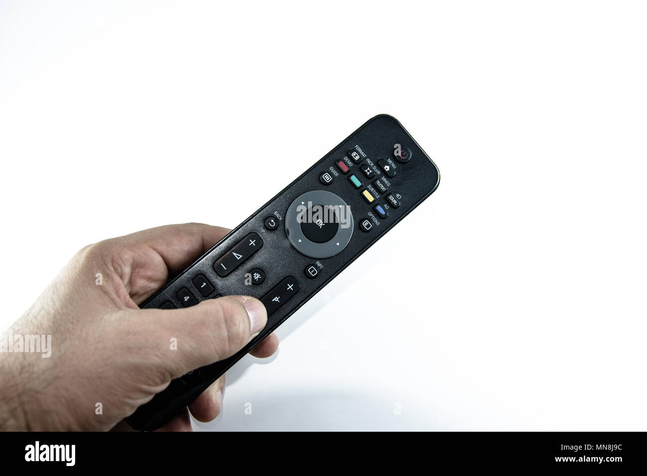 Man holding tv remote hi-res stock photography and images - Alamy