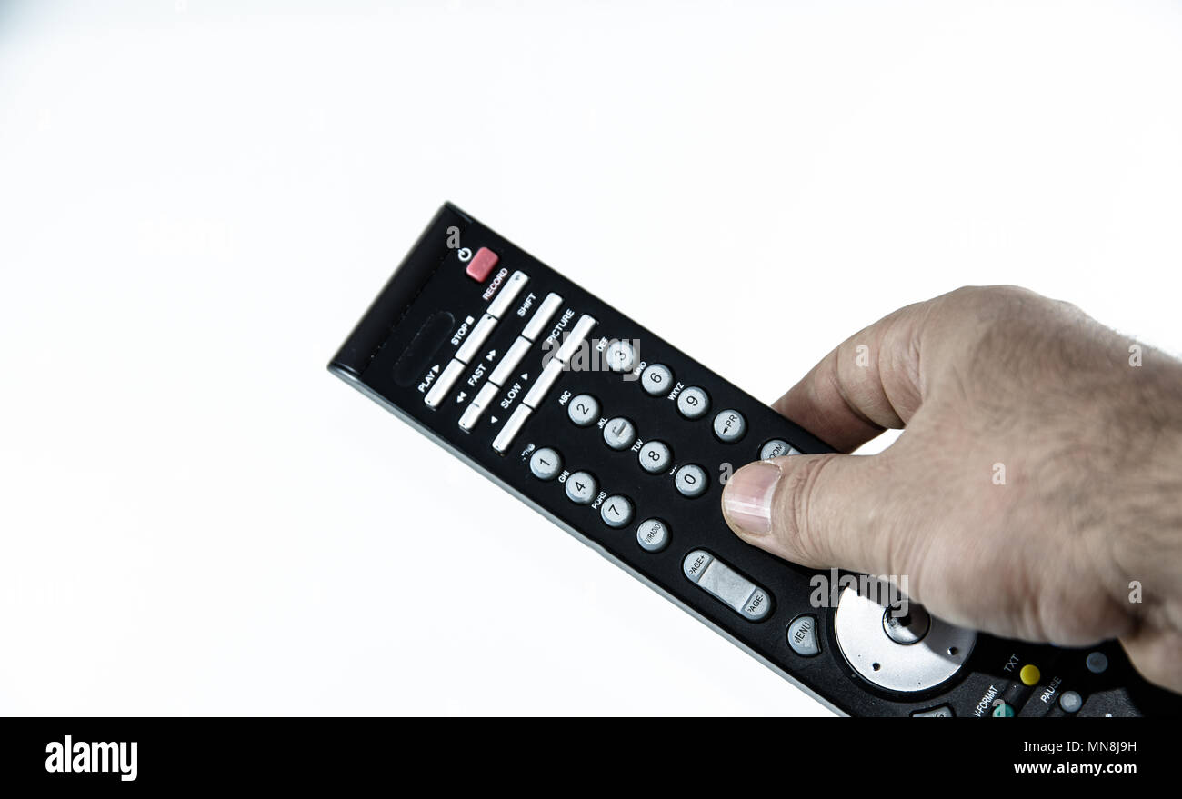 Man holding tv remote hi-res stock photography and images - Alamy