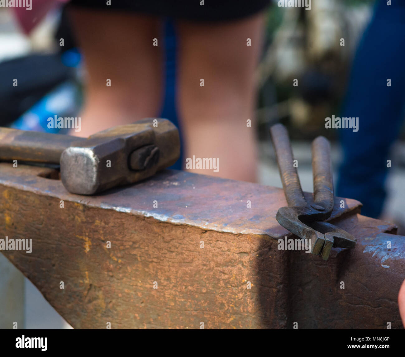 blacksmith tools and fixtures for hand forged metal, close-up Stock ...
