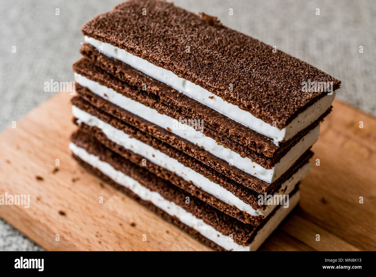 Milk Slice sandwich with cream. Fast Food Concept Stock Photo - Alamy