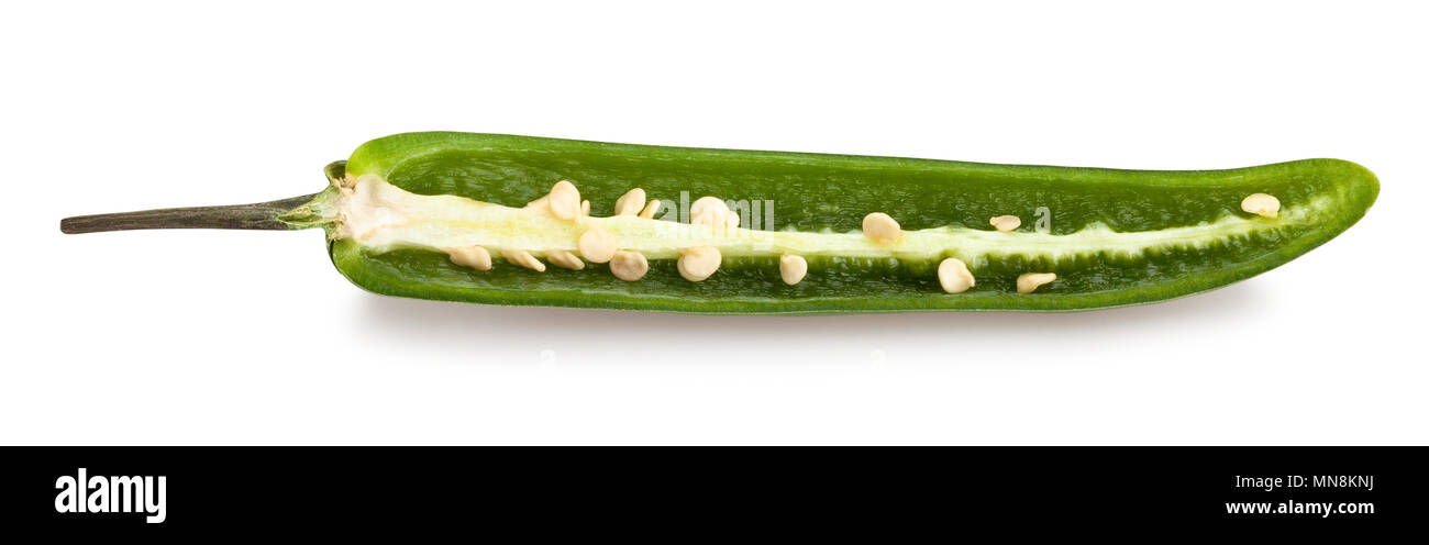 sliced green chili pepper path isolated Stock Photo - Alamy