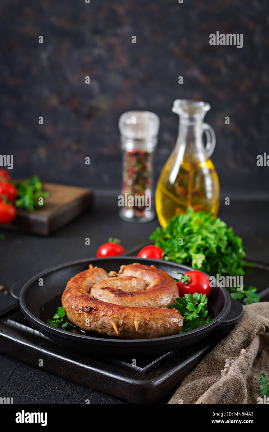 Homemade sausage barbecue. Picnic menu. Festive food Stock Photo - Alamy