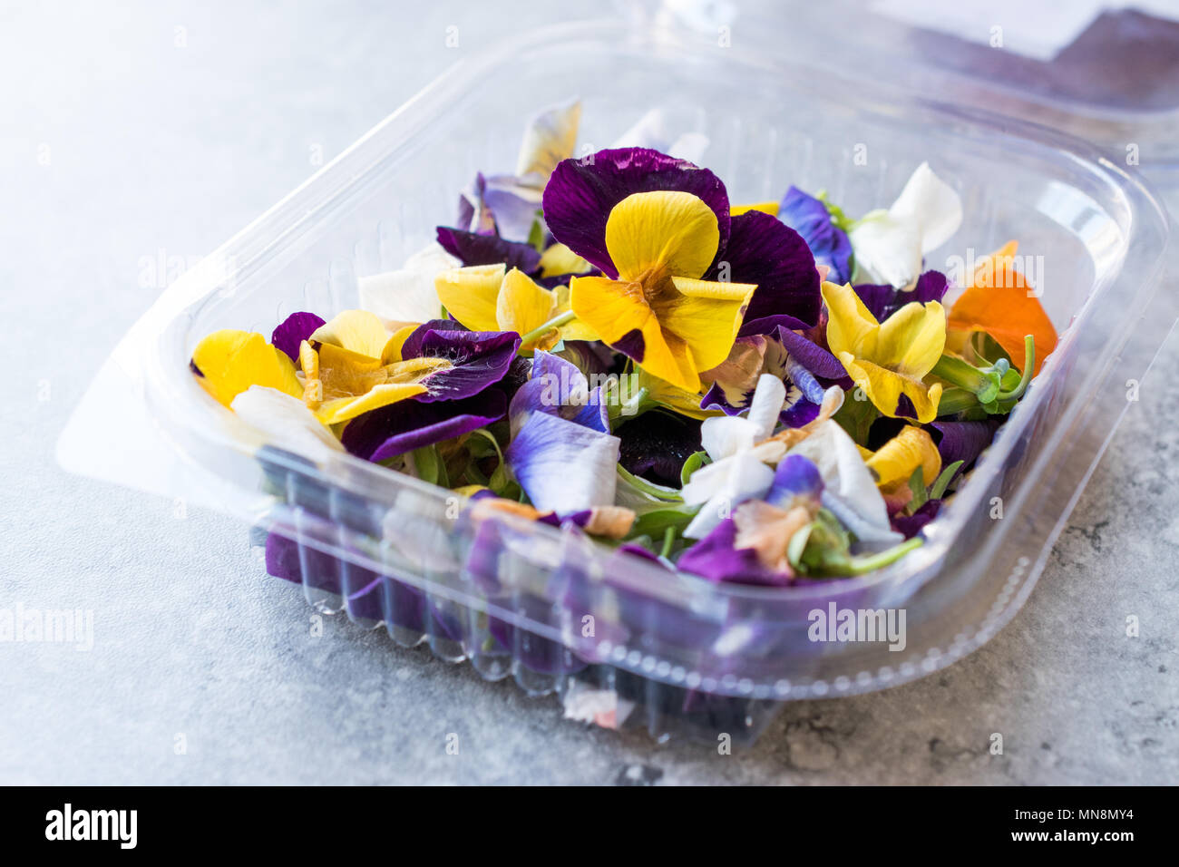 Edible Flowers in Plastic Container / Box / Package. Organic Herbal ...