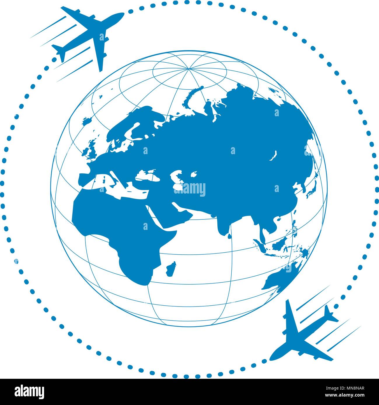 Globe and flight route lines hi-res stock photography and images - Alamy