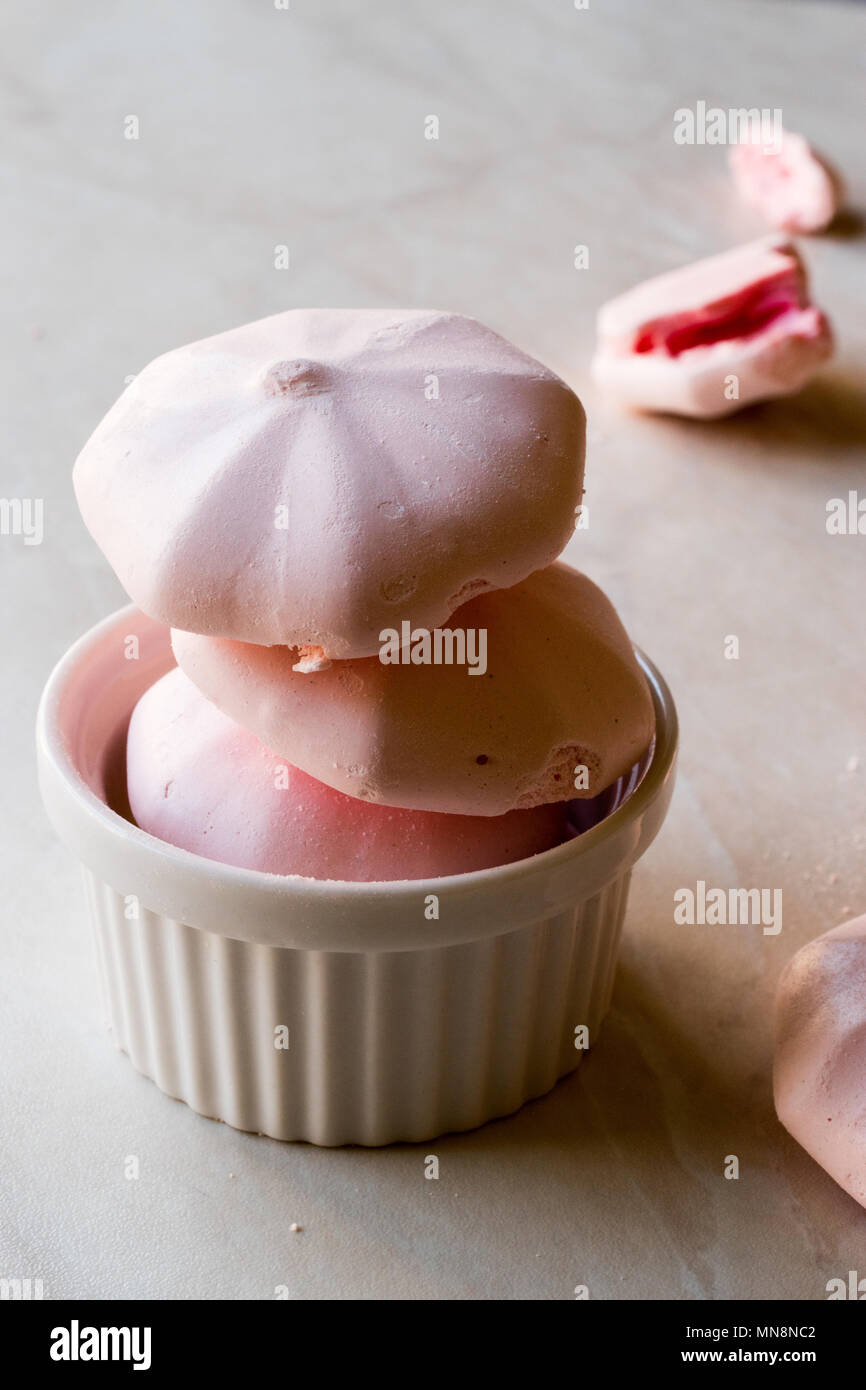 Pink Meringues Ready to Eat. Confectionery Stock Photo - Alamy